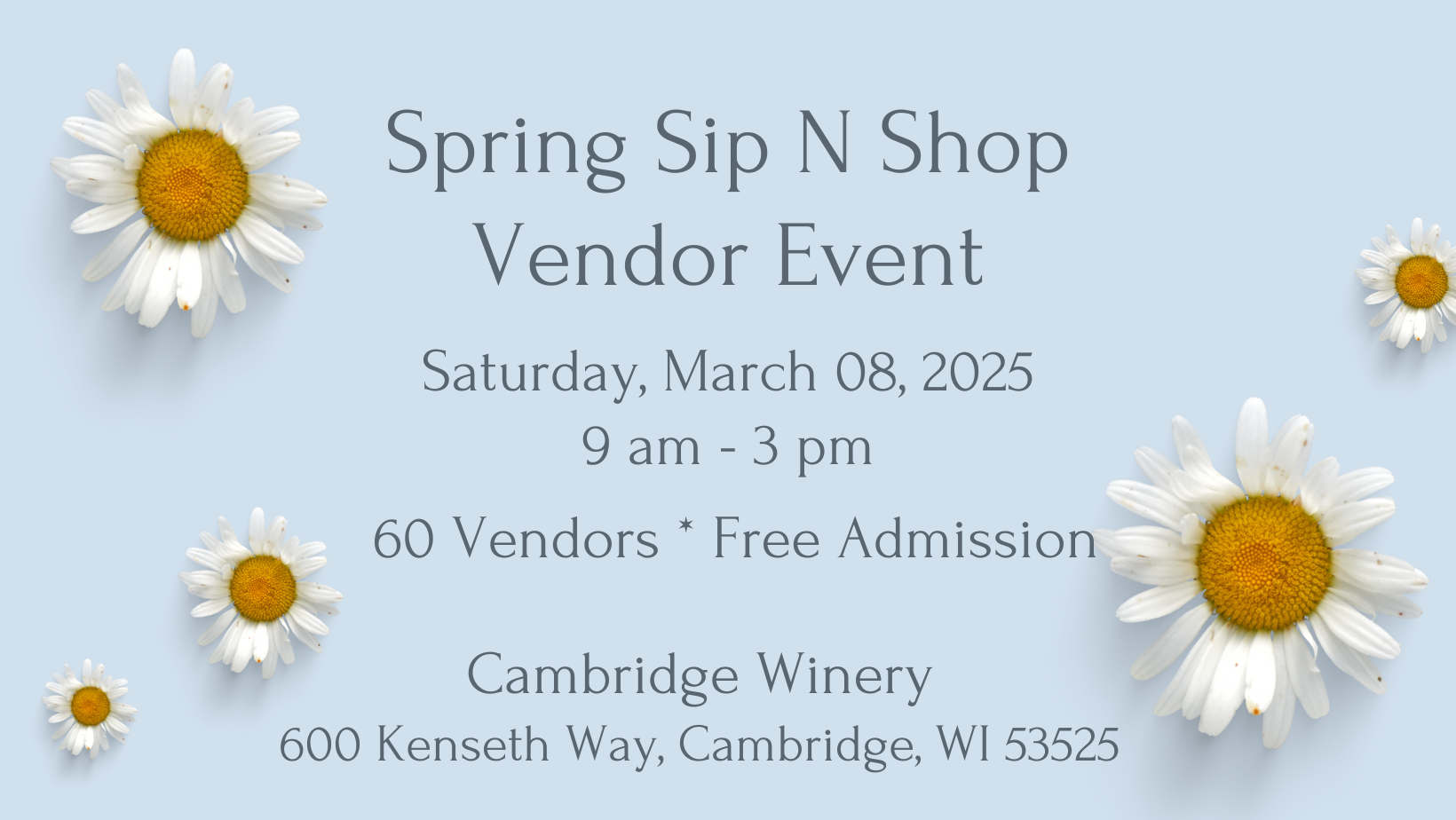 Spring Sip N Shop at the Cambridge Winery 03.08.2025 – Events By Stacy LLC